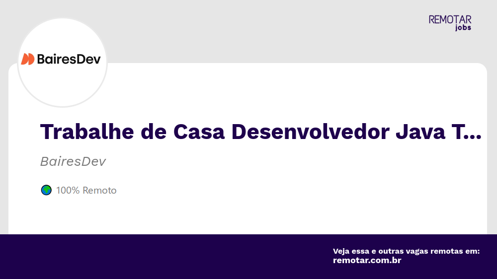 Trabalhe de Casa Desenvolvedor Java Trainee / Ref. 0003P | Vagas 100% ...