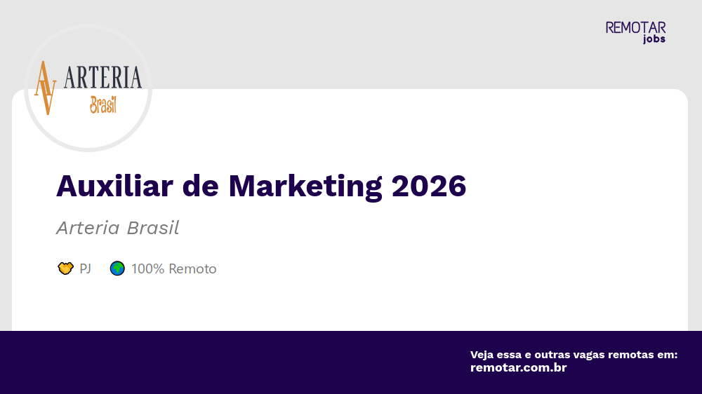 Auxiliar de Marketing 2026 | Vagas 100% remotas