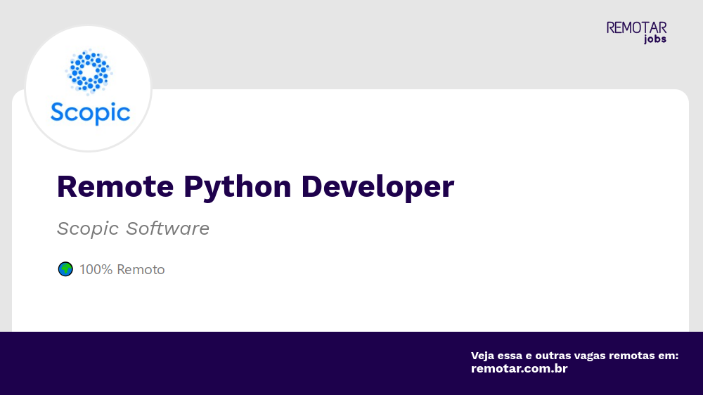 Remote Python Developer | Vagas 100% remotas