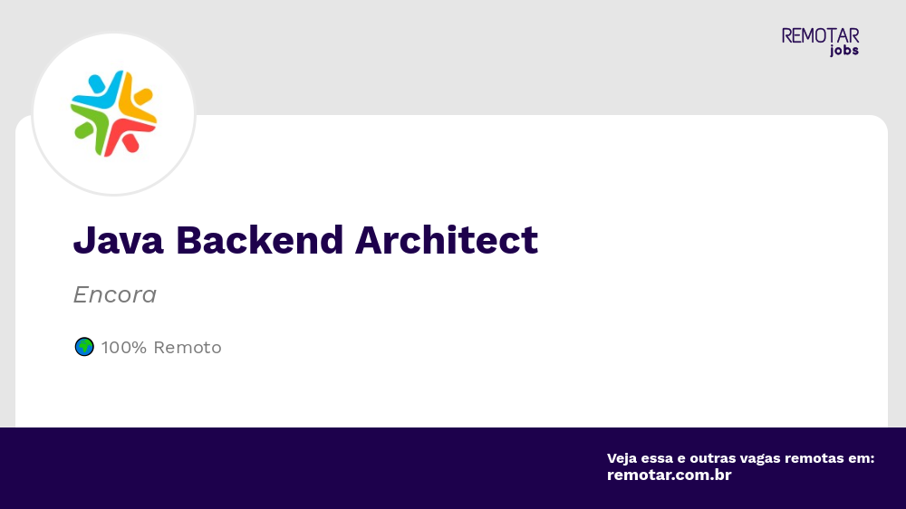 Java Backend Architect | Vagas 100% remotas