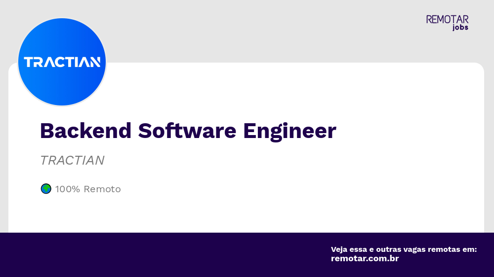 Backend Software Engineer | Vagas 100% remotas