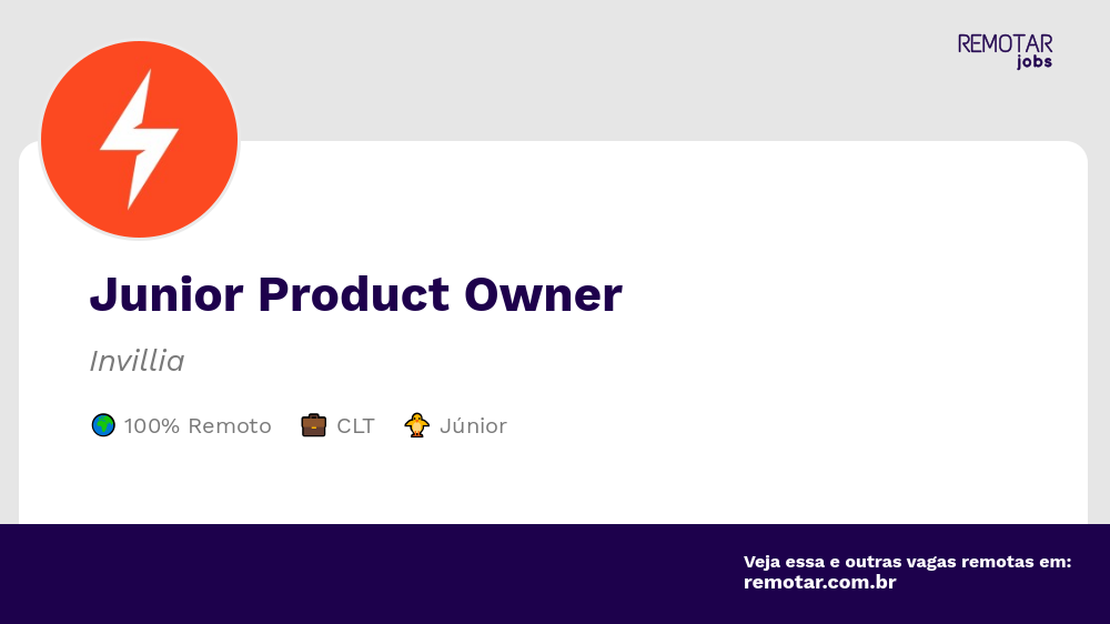 Junior Product Owner | Vagas 100% remotas
