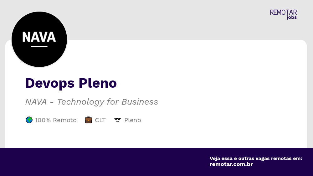 Devops Pleno | Vagas 100% remotas