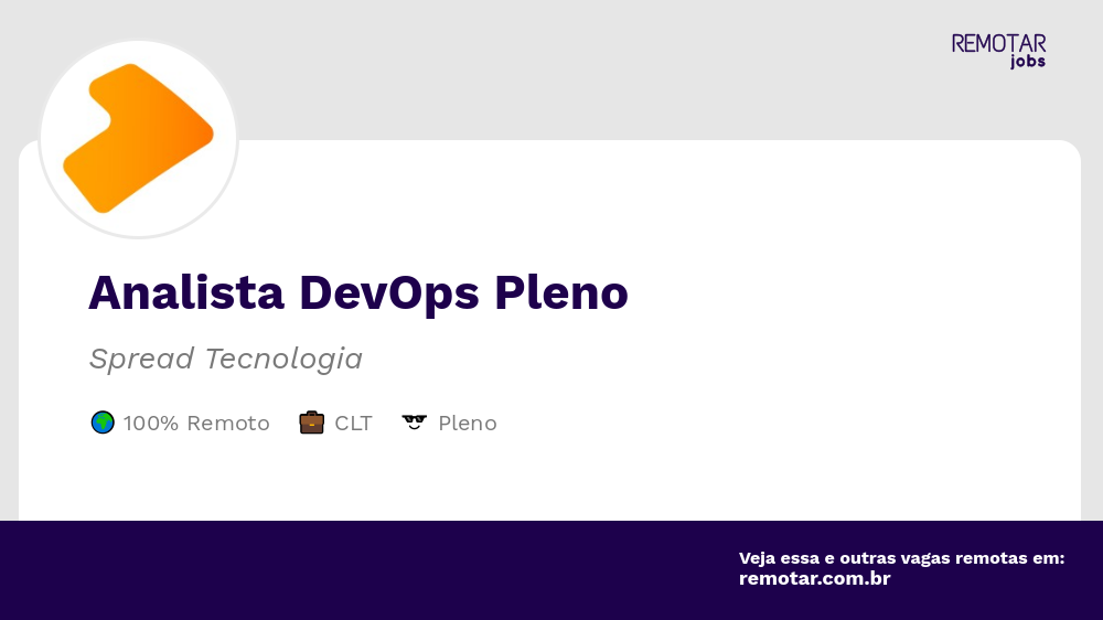 Analista DevOps Pleno | Vagas 100% remotas