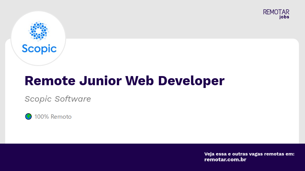 Remote Junior Web Developer | Vagas 100% remotas