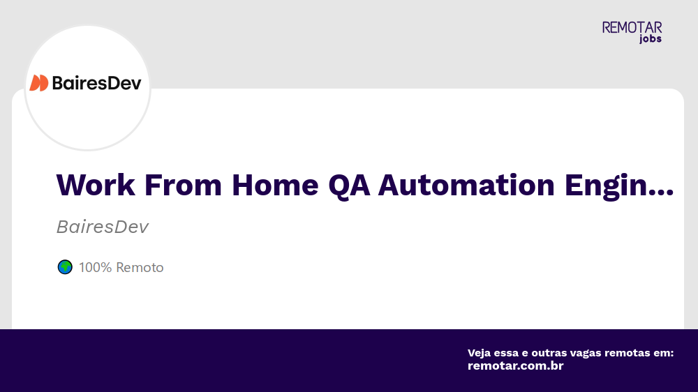 Work From Home QA Automation Engineering Director / Ref. 0166E | Vagas ...